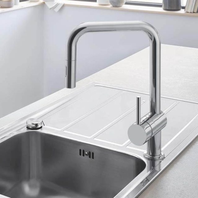 德國 GROHE Minta 32322002 廚盆龍頭連方形伸縮花灑頭 - 香港浴室潔具網購店