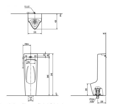 Japan INAX Floor Standing Urinal With Built-in Sensor Aqua Ceramic ...