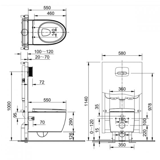 Japan INAX S600 AC952 Wall Mounted High P-Trap Toilet - 香港浴室潔具網購店